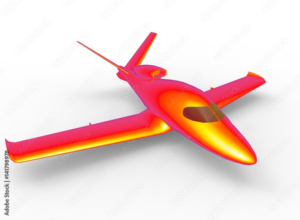 3d illustration of red cartoon plane. white background isolated. icon ...