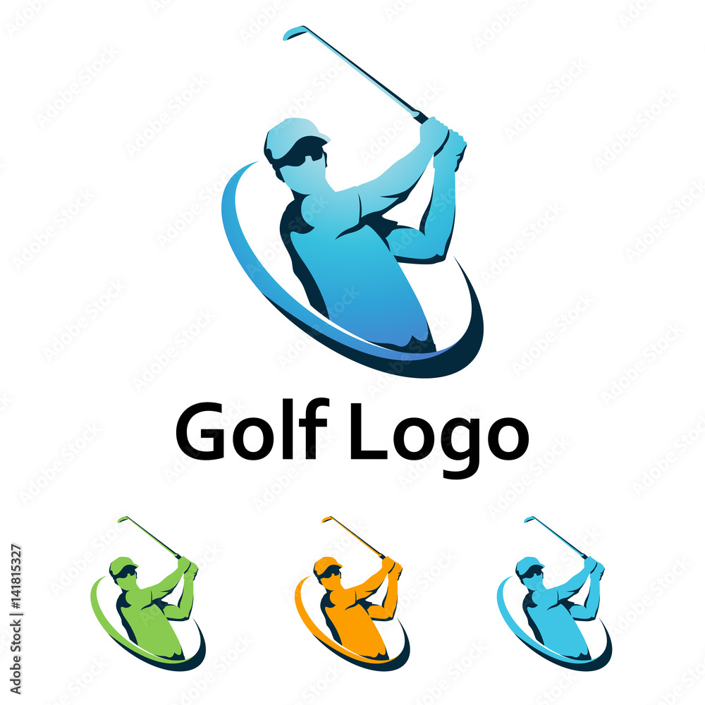 Golf Logo Cool Swing and Hit the Ball Stock Vector | Adobe Stock