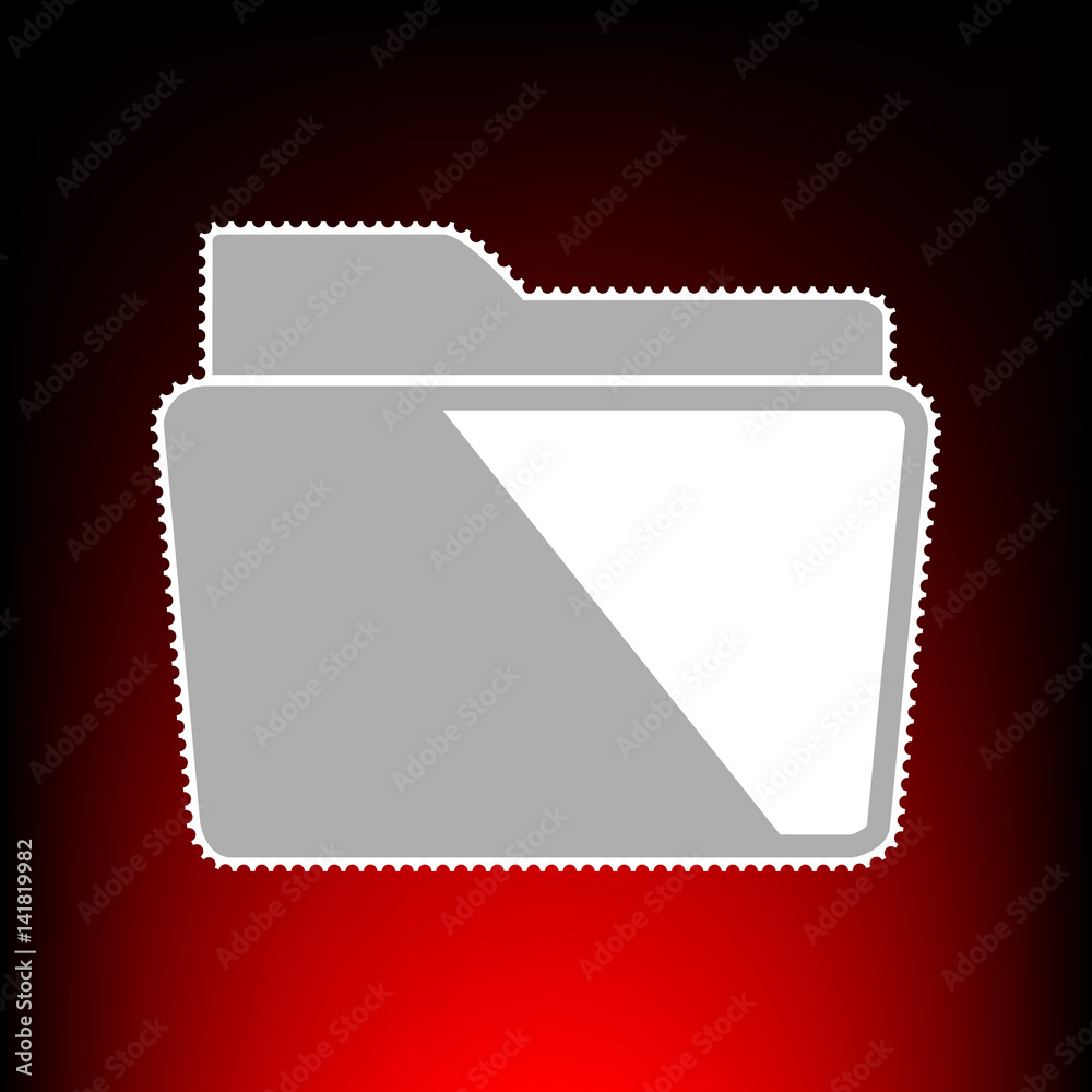Folder sign illustration. Postage stamp or old photo style on red-black ...