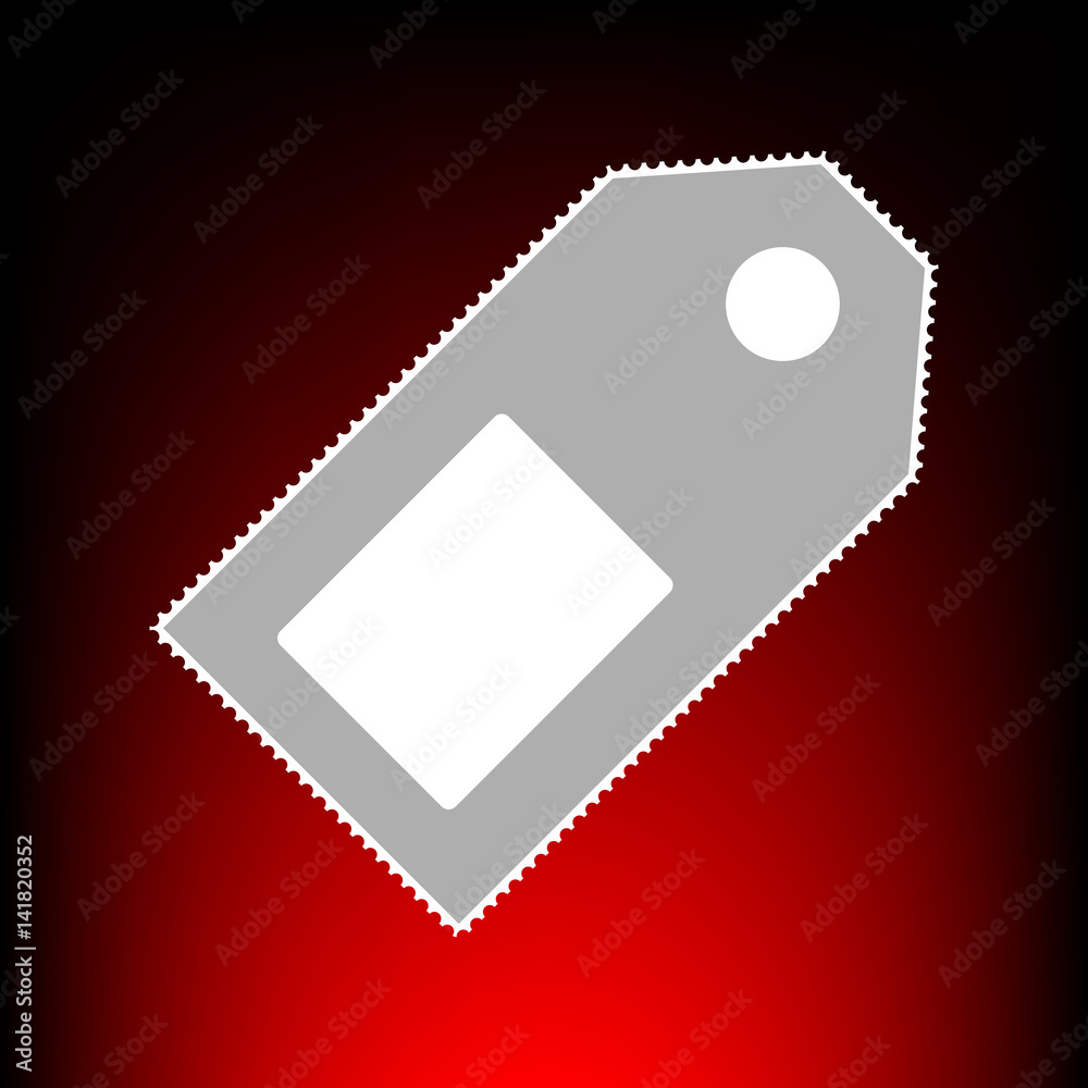Price tag sign. Postage stamp or old photo style on red-black gradient ...