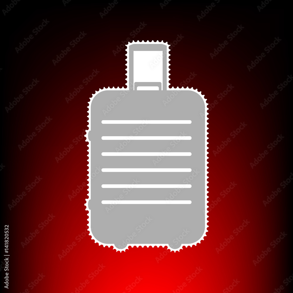 Baggage sign illustration. Postage stamp or old photo style on red ...