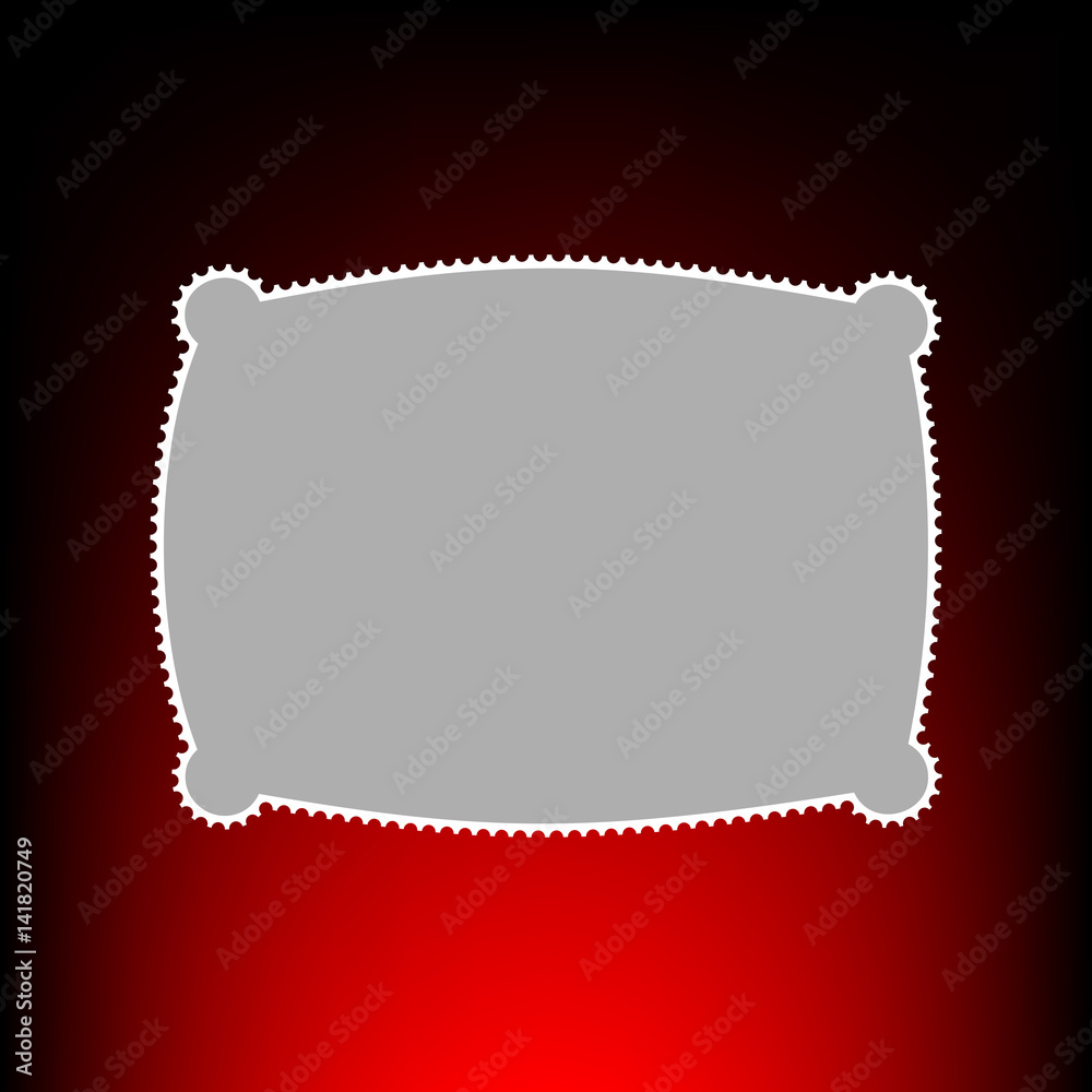 Pillow sign illustration. Postage stamp or old photo style on red-black ...