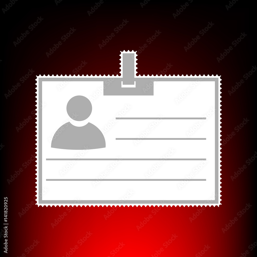 Id card sign. Postage stamp or old photo style on red-black gradient ...