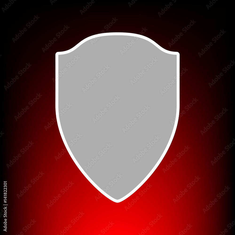 Shield sign illustration. Postage stamp or old photo style on red-black ...