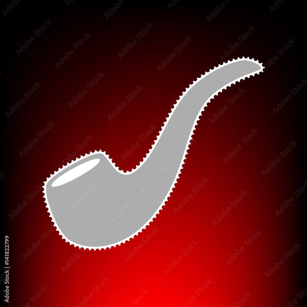 Smoke pipe sign. Postage stamp or old photo style on red-black gradient ...