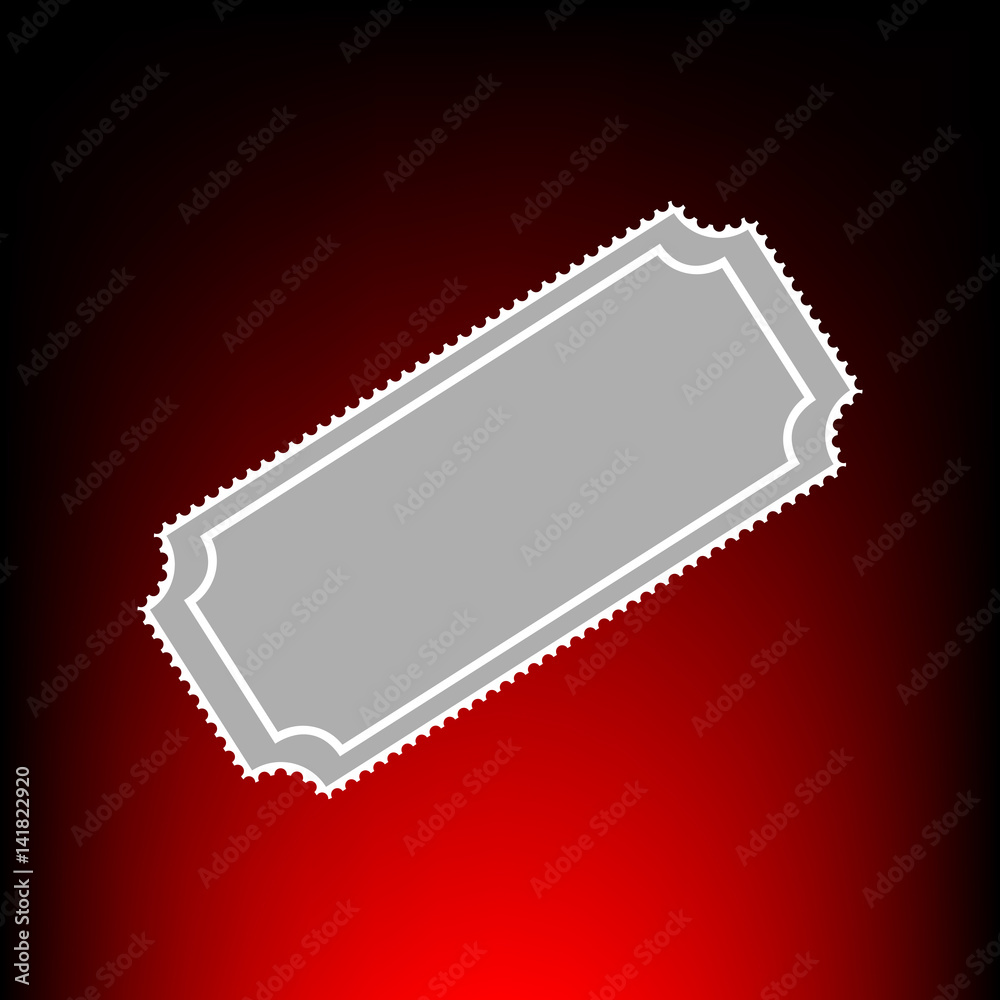 Ticket sign illustration. Postage stamp or old photo style on red-black ...