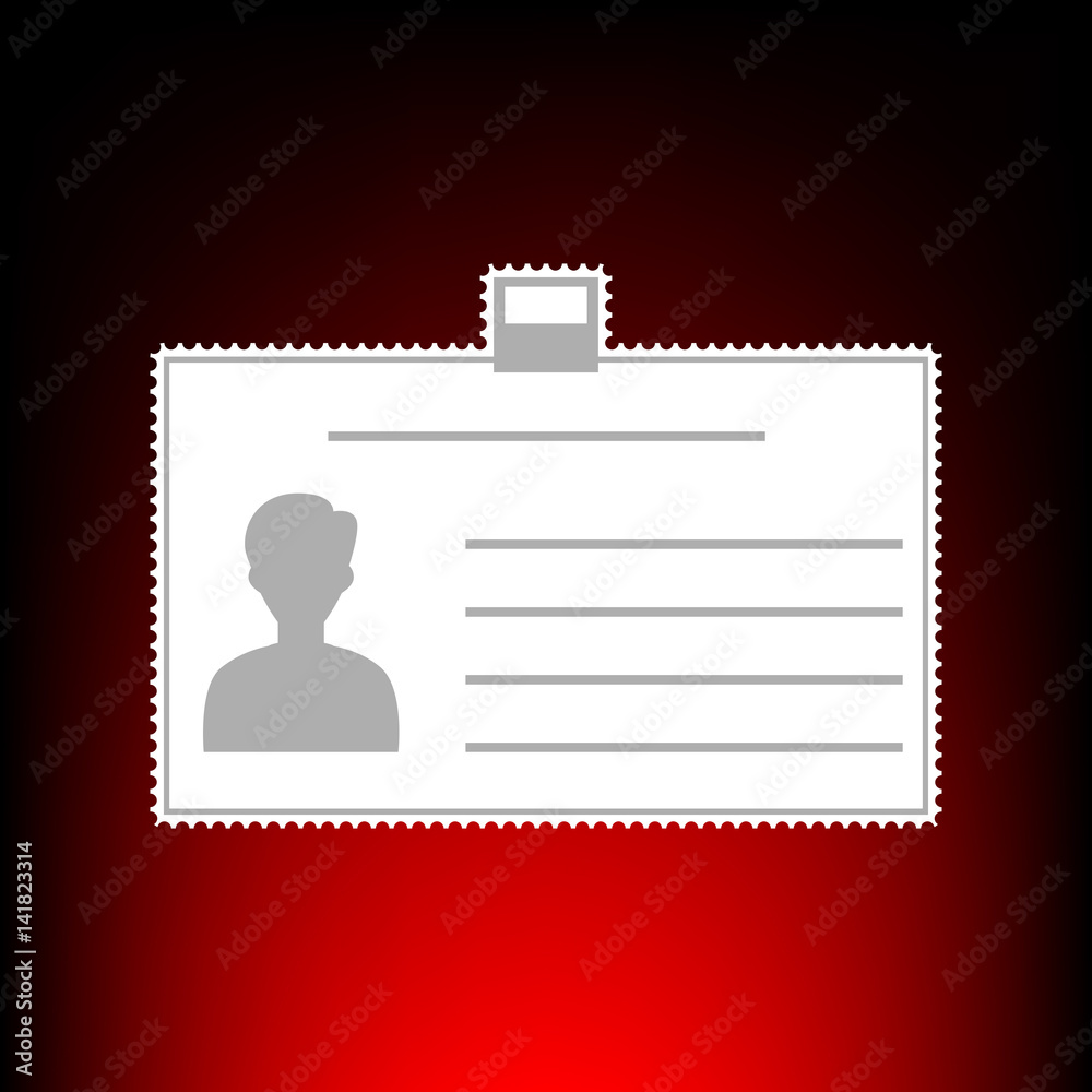 Identification card sign. Postage stamp or old photo style on red-black ...