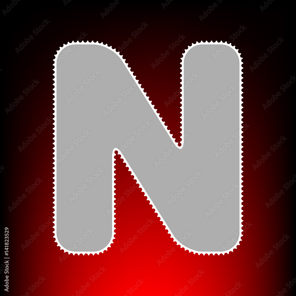 Letter N sign design template element. Postage stamp or old photo style ...