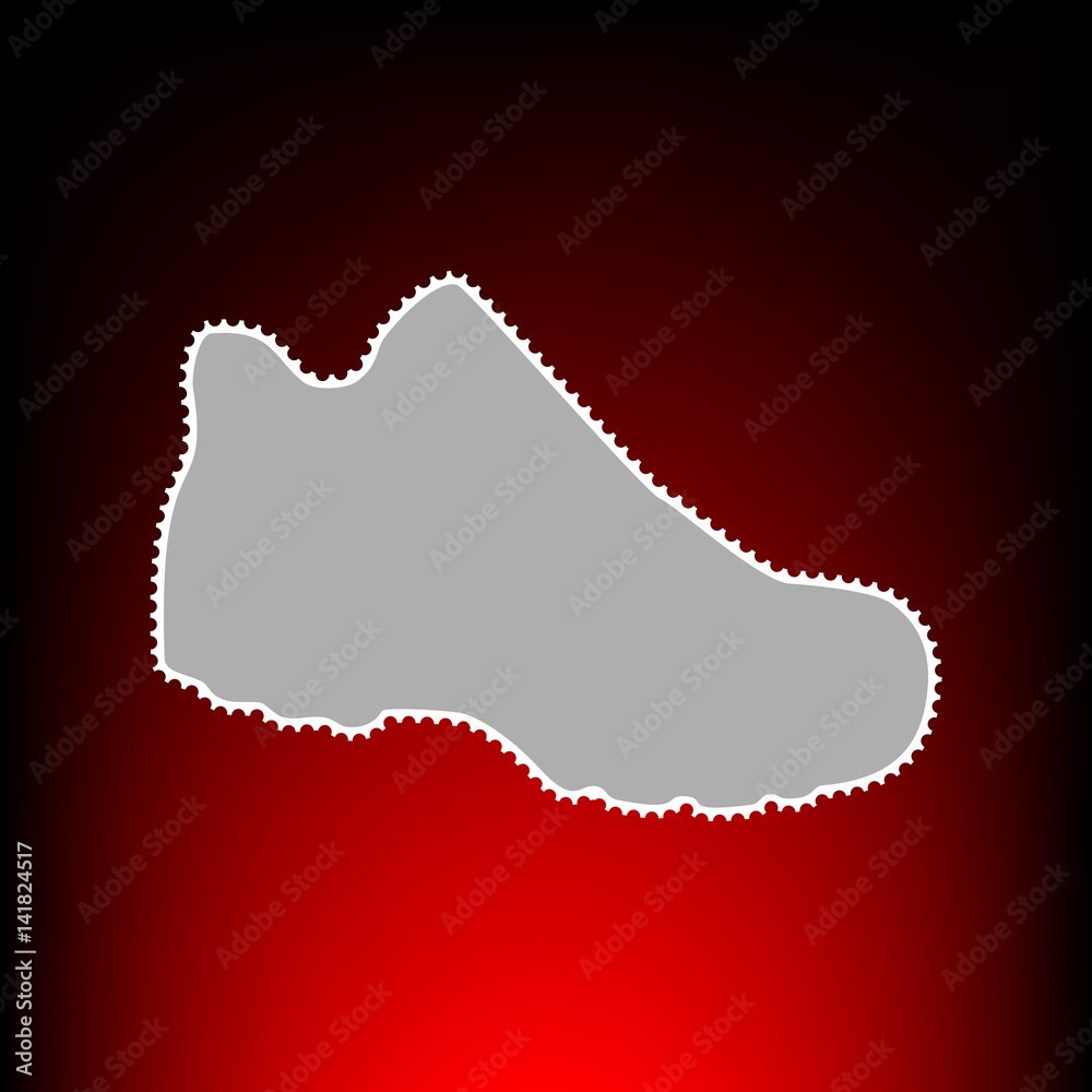 Boot sign. Postage stamp or old photo style on red-black gradient ...
