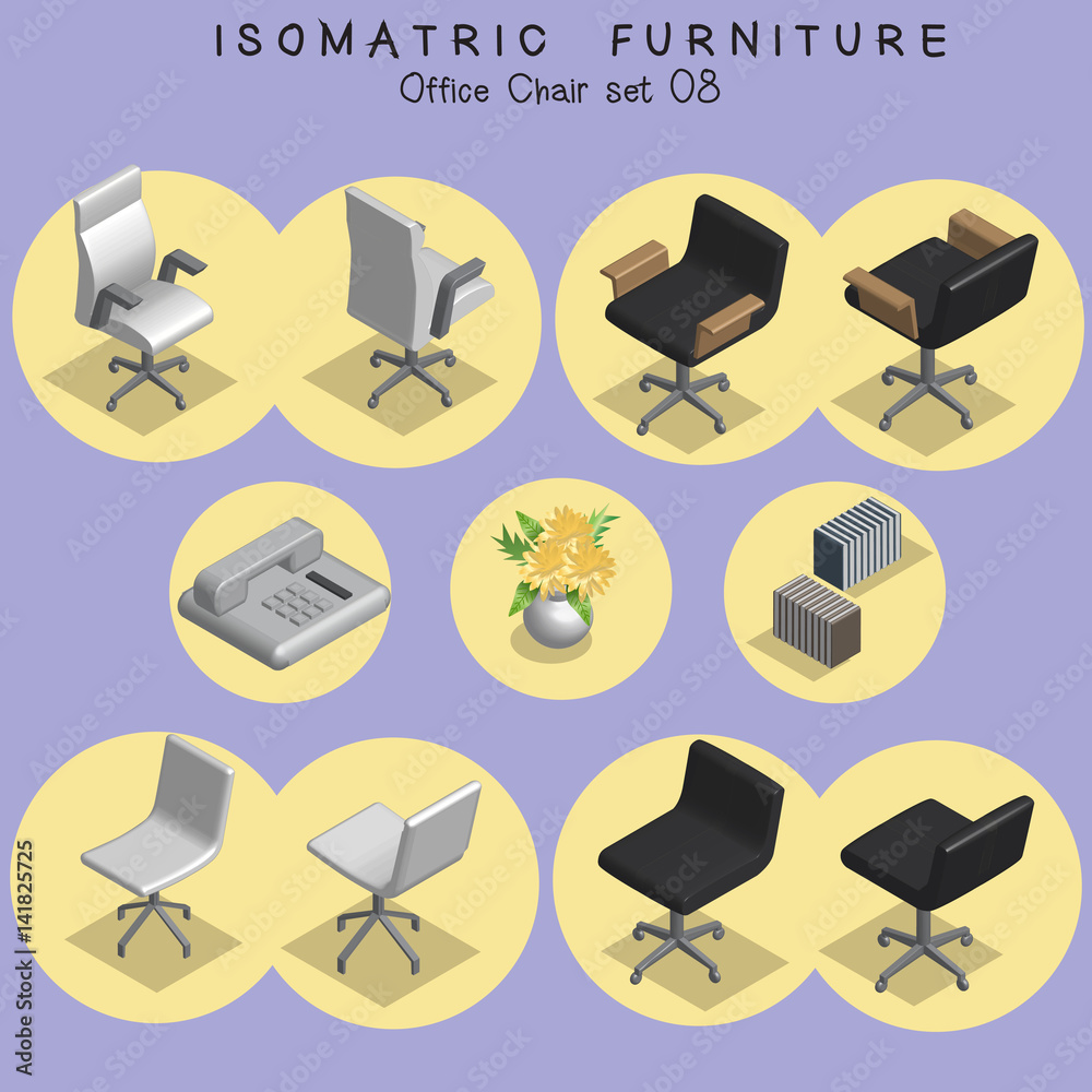 Isometric office chair furniture set Stock Vector | Adobe Stock