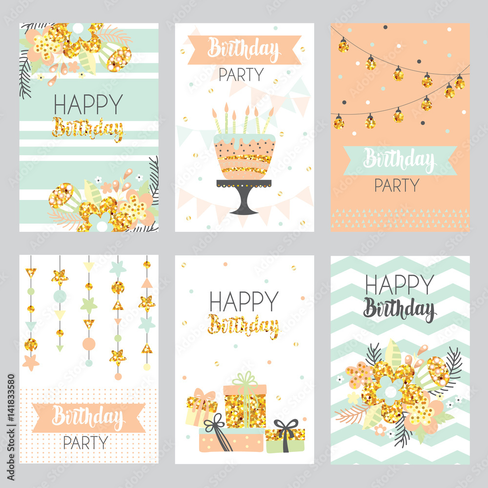 Set of greeting cards in pastel colors. vector de Stock | Adobe Stock