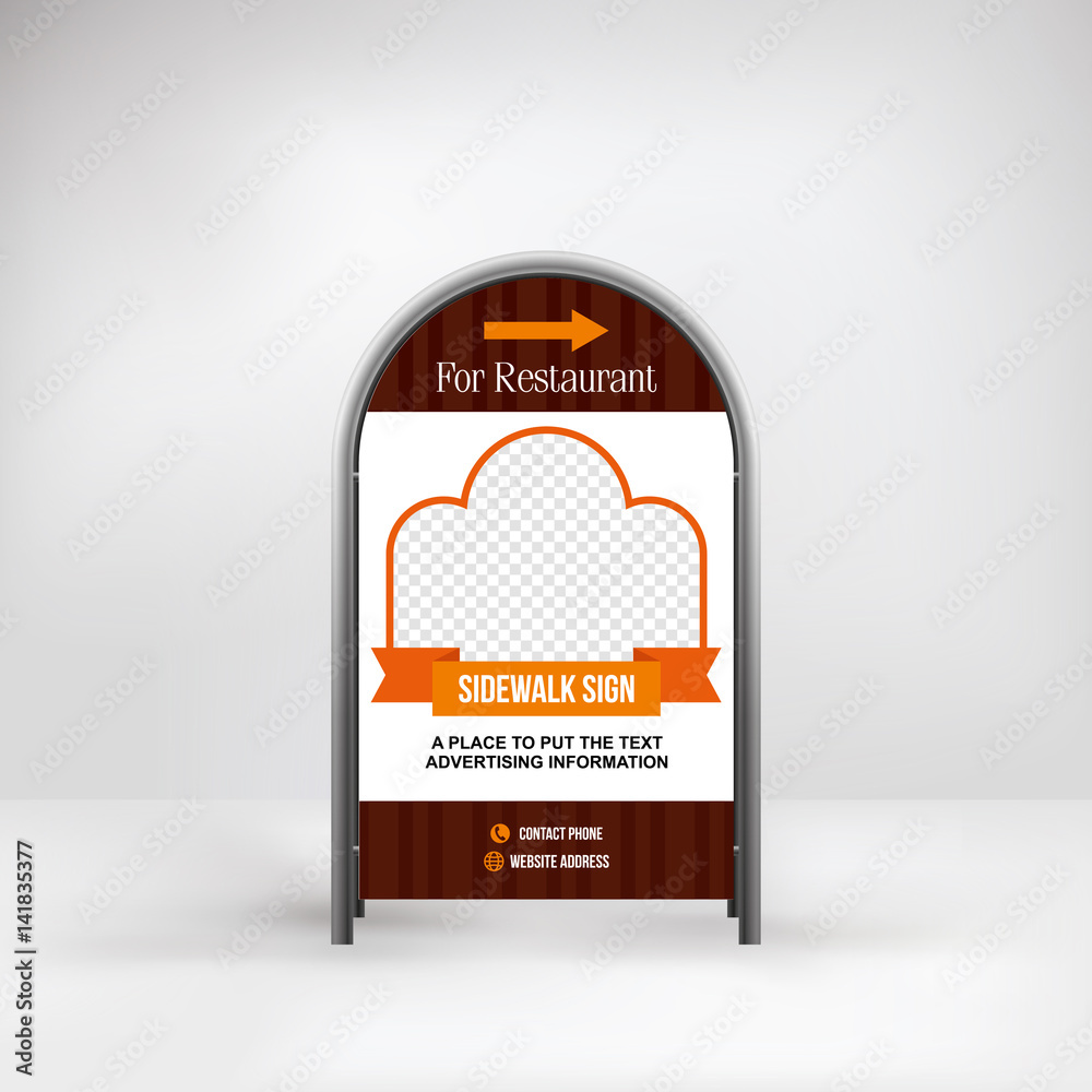 Sidewalk Signs for outdoor advertising shops and restaurants, graphic ...
