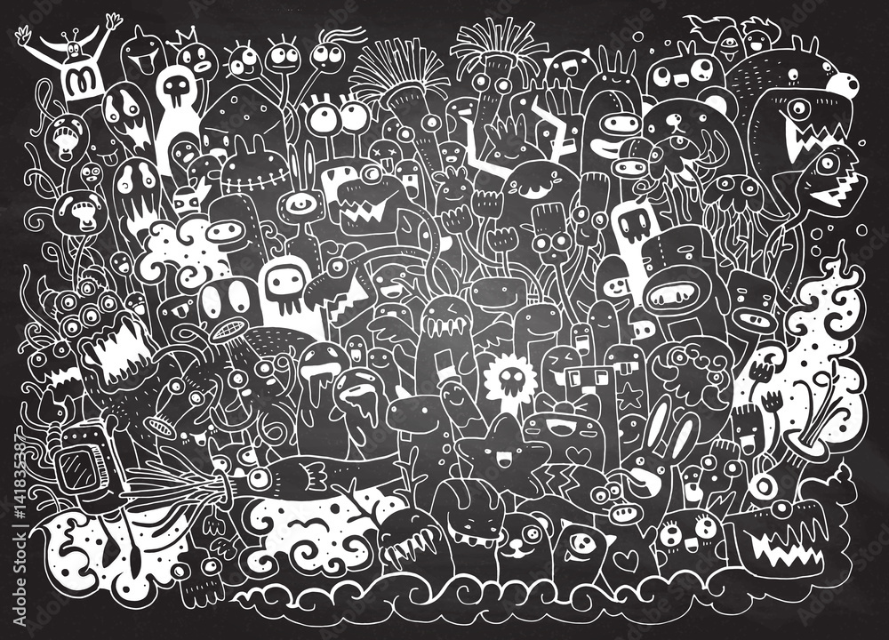 Vector illustration of Monsters and cute alien friendly, cool, cute ...