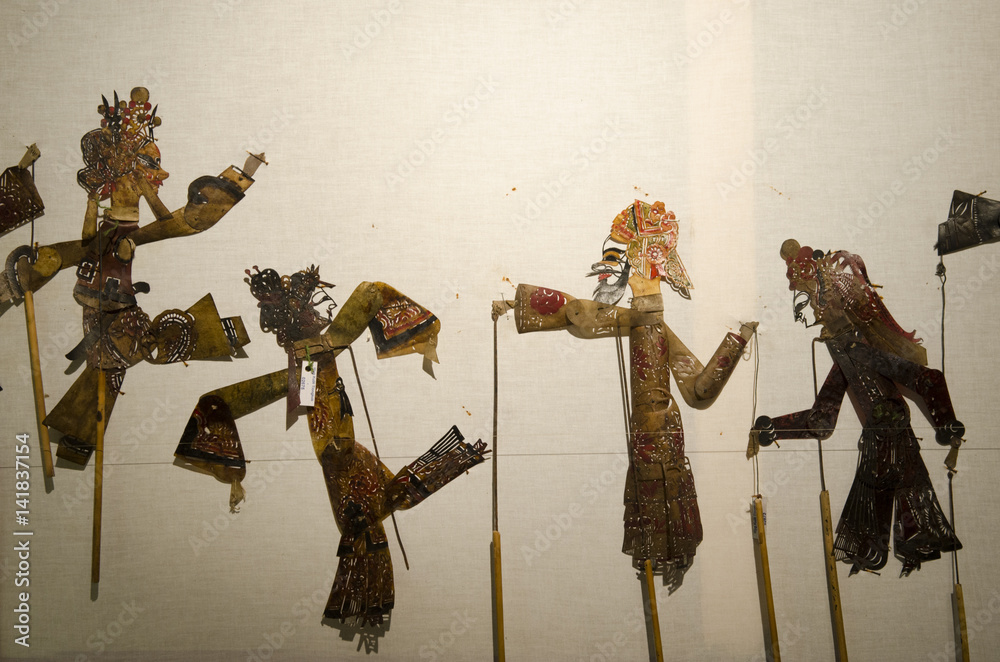 Traditional characters of balinese and javanese folk shadow puppets ...
