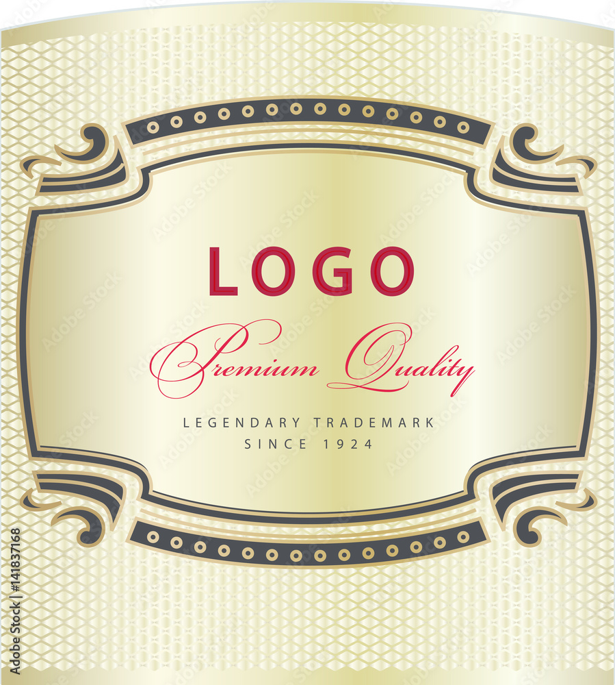 Elegant golden label banner template, invitation card, booklet, fashion ...