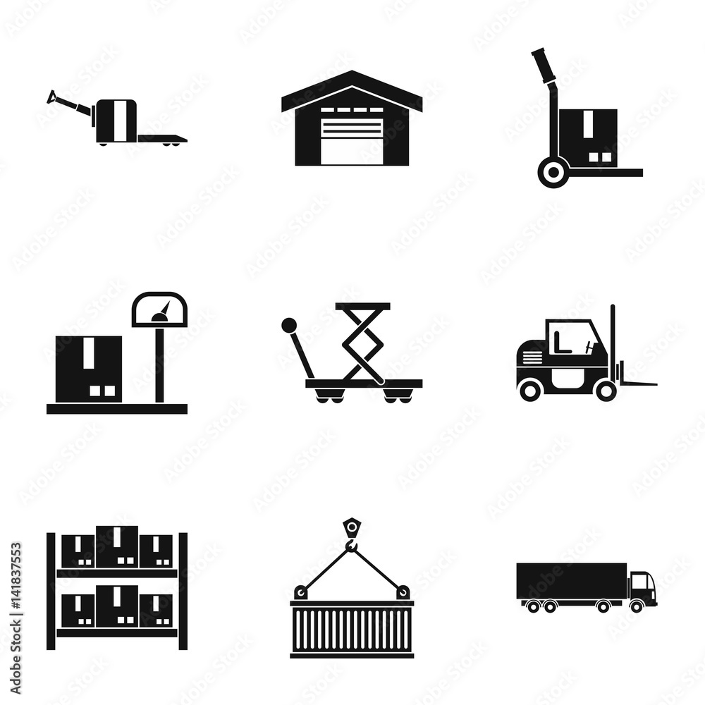 Cargo icons set, simple style Stock Vector | Adobe Stock