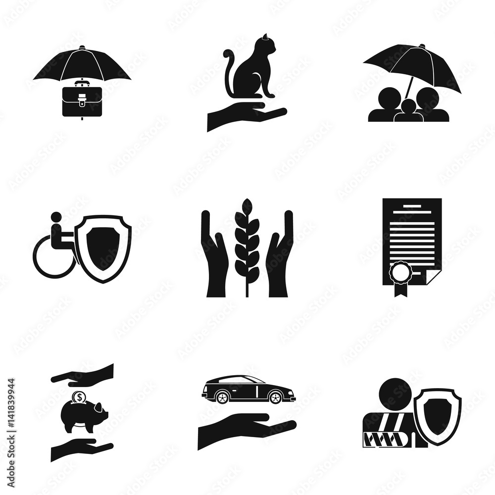 Keeping icons set, simple style Stock Vector | Adobe Stock