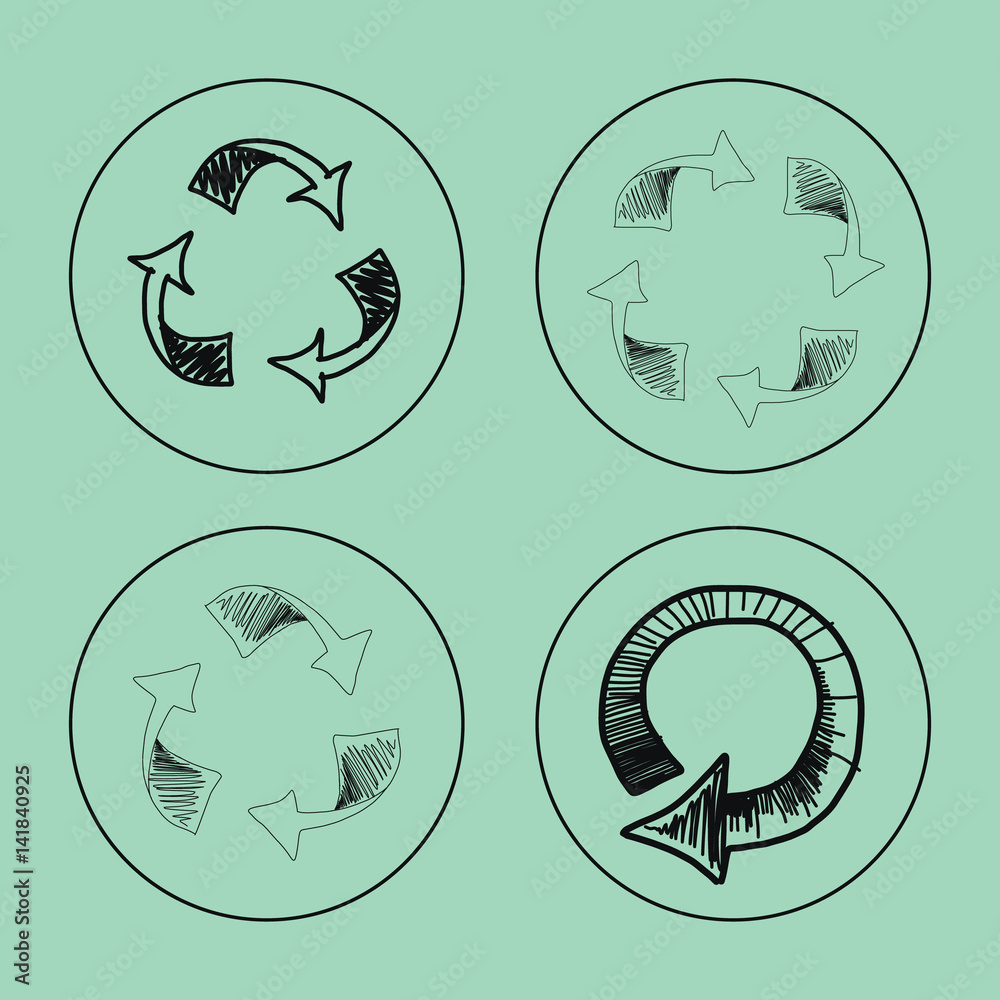 Sketch doodle recycle reuse symbol. Hand drawn vector recycle icon ...