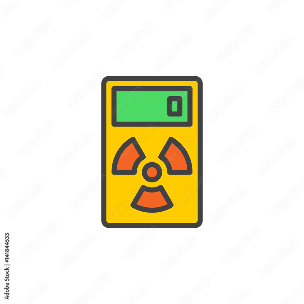 Geiger counter line icon, filled outline vector sign, linear colorful ...