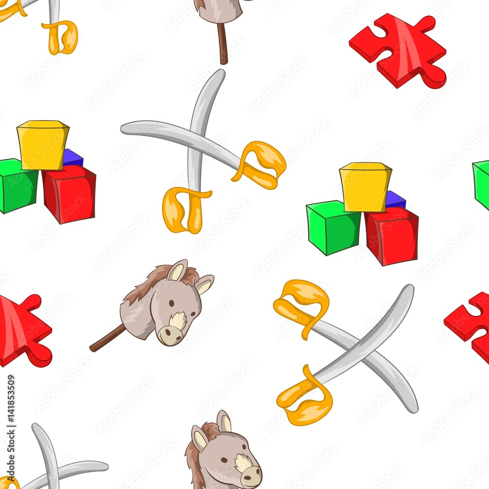 Kids fun pattern, cartoon style Stock Vector | Adobe Stock