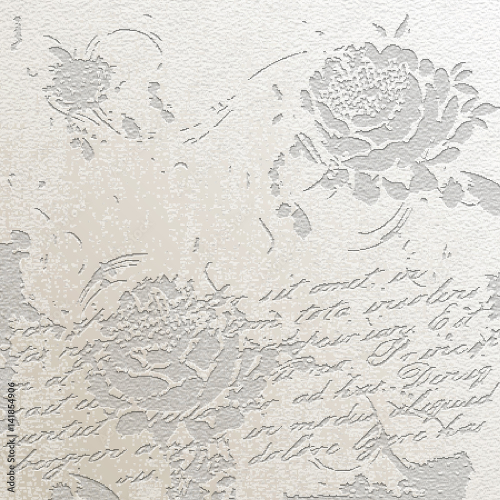 Stone floral engraving - stone background with copy space. Natural ...