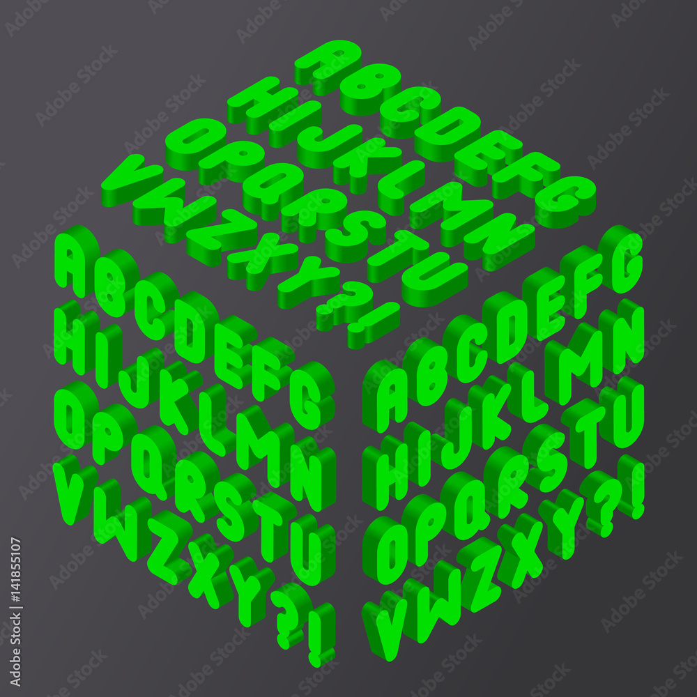 Green bubble 3d font. Vector alphabet isolated on black background ...
