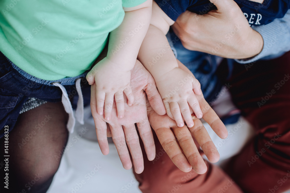 Father's and mother hands holding hands children.Father and Mother ...