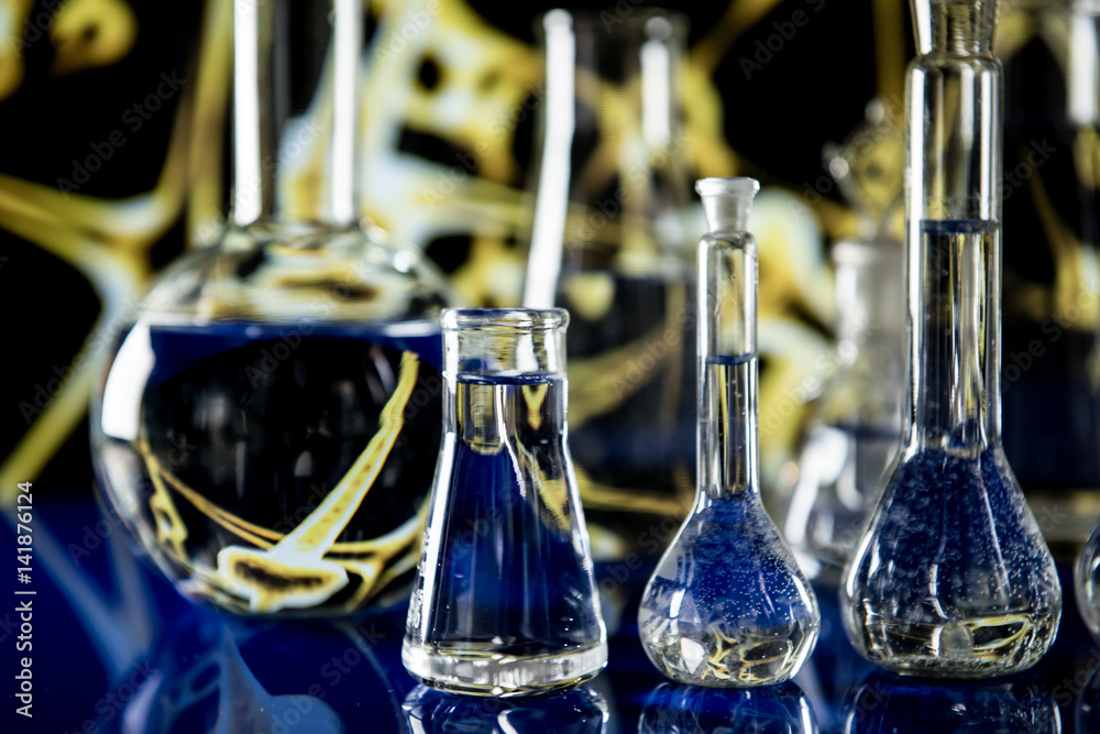 Lab theme. Science and medical background. Laboratory glassware. Stock ...