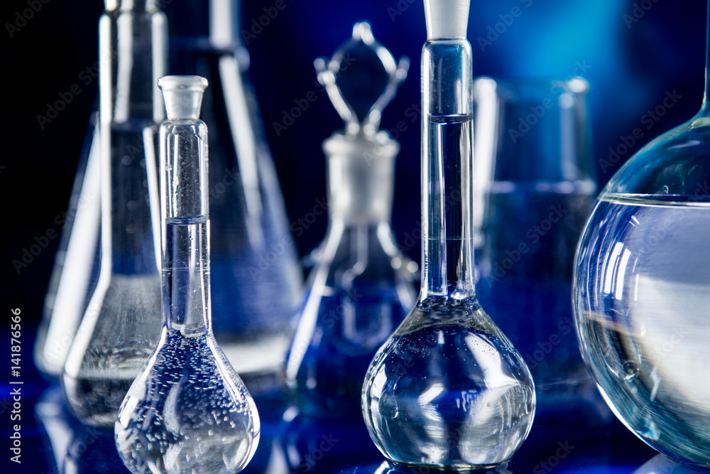 Lab theme. Science and medical background. Laboratory glassware. Stock ...