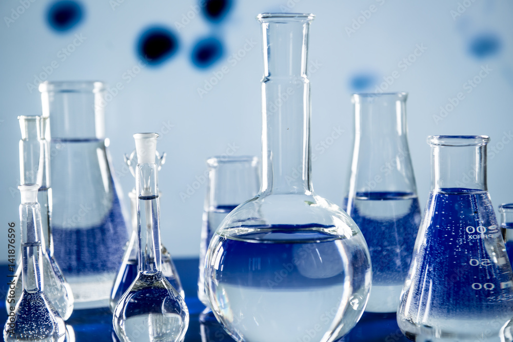 Lab theme. Science and medical background. Laboratory glassware. Stock ...