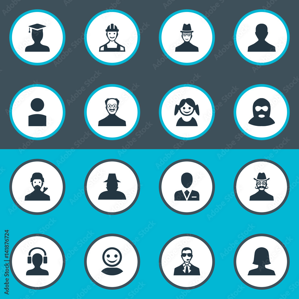 Vector Illustration Set Of Simple Member Icons. Elements Workman ...