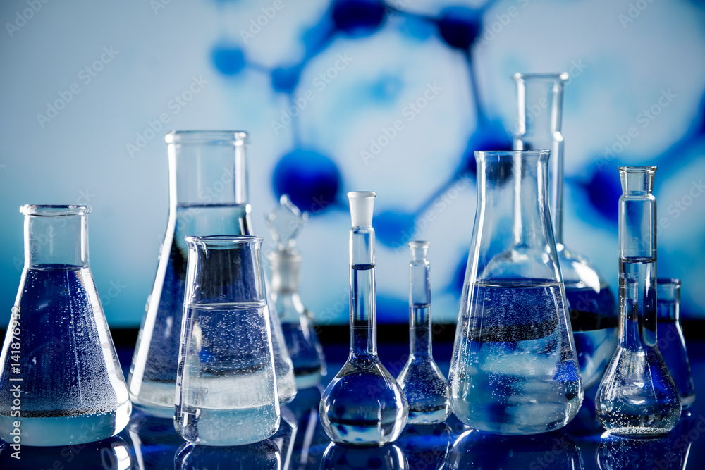 Lab theme. Science and medical background. Laboratory glassware. Stock ...