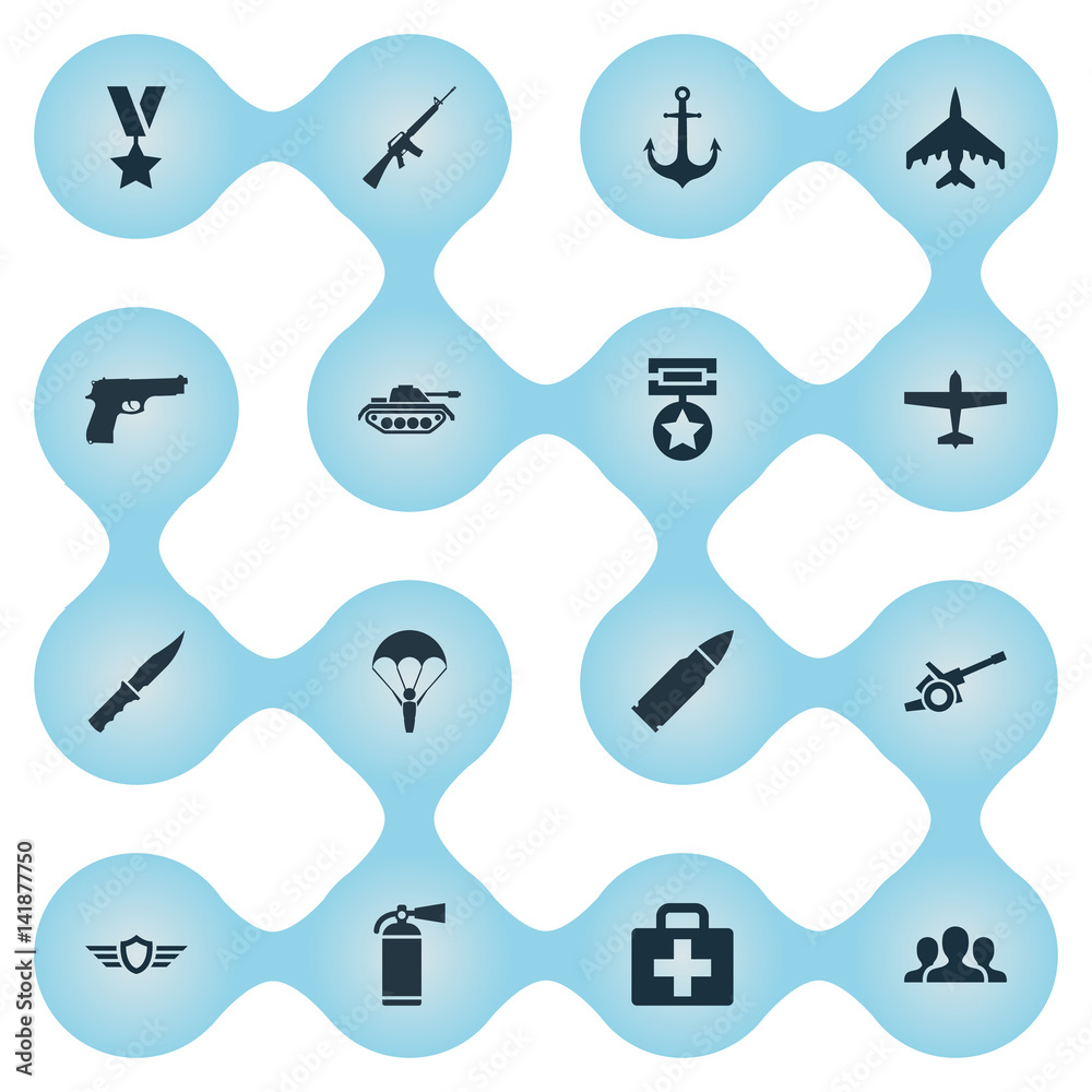 Vector Illustration Set Of Simple Military Icons. Elements Pursuit ...