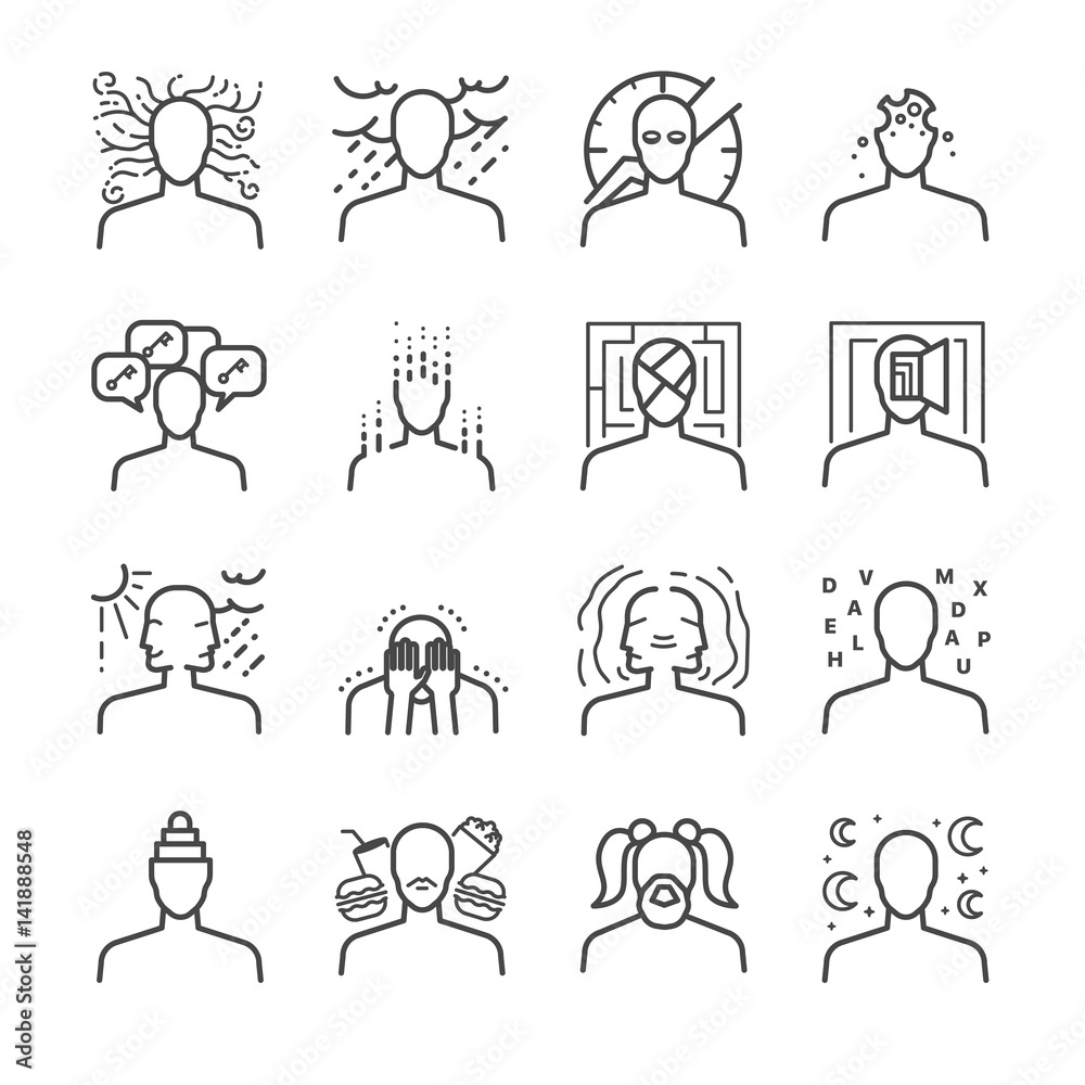 Mental disorders icon set Stock Vector | Adobe Stock