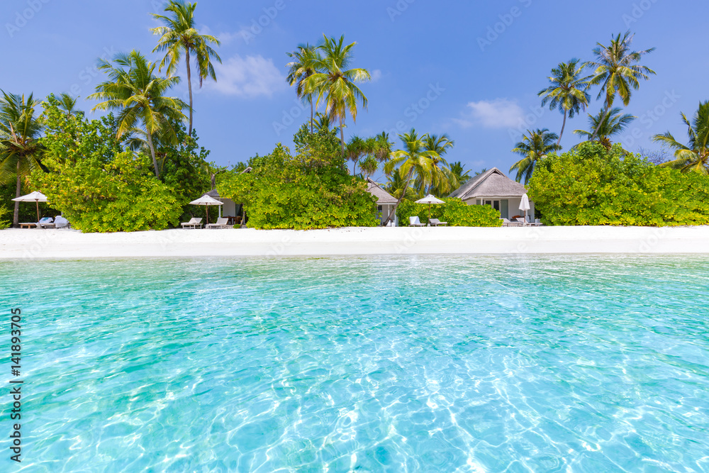 Beautiful perfect tropical beach scenery backgrounds blue sea lagoon ...