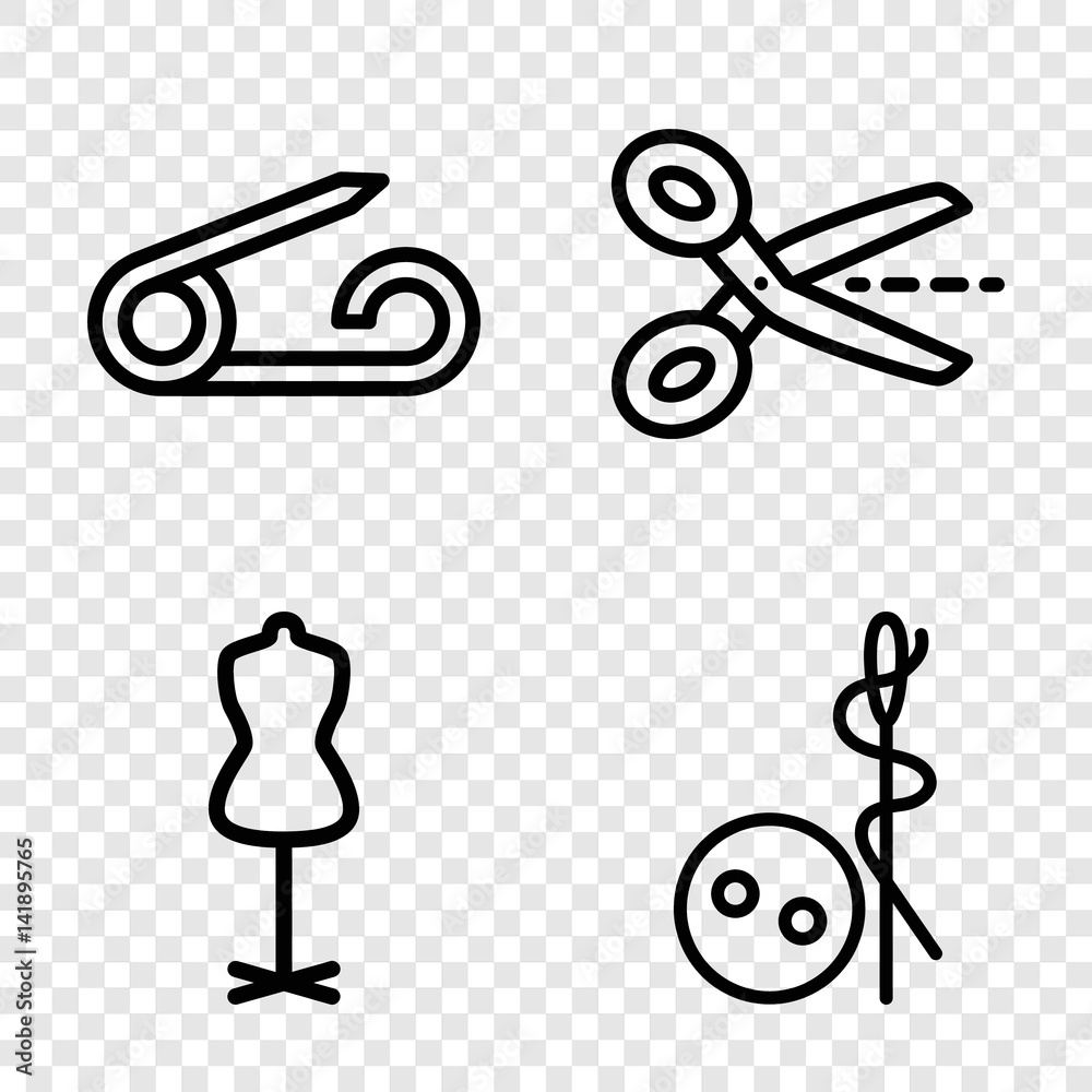 Set of 4 tailor outline icons Stock Vector | Adobe Stock