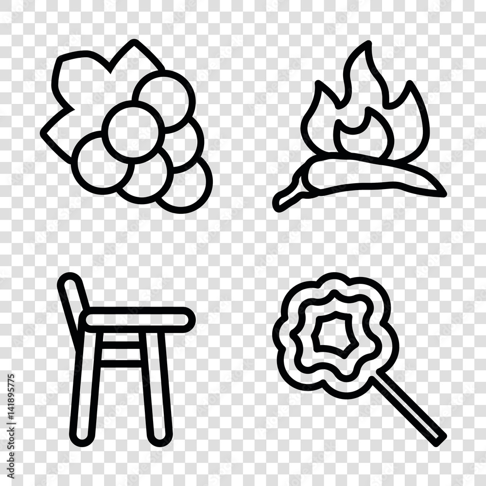 Set of 4 eating outline icons Stock Vector | Adobe Stock