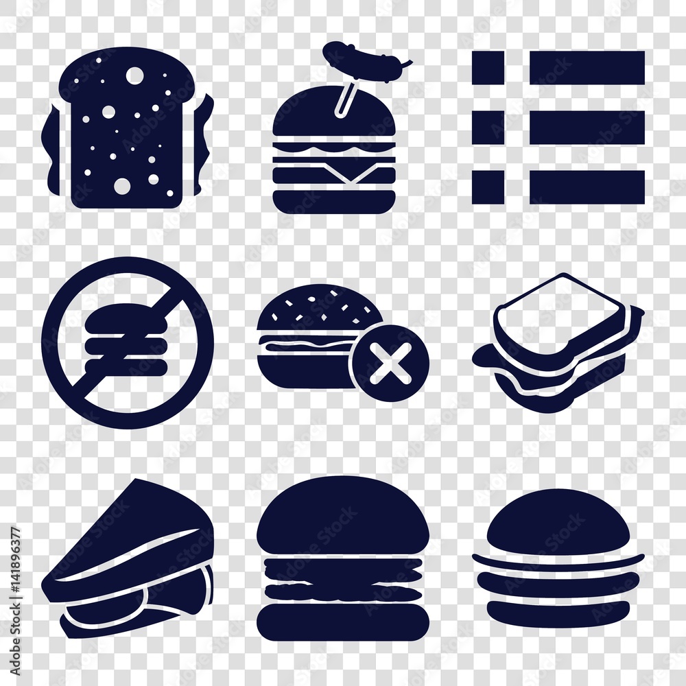 Set of 9 hamburger filled icons Stock Vector | Adobe Stock