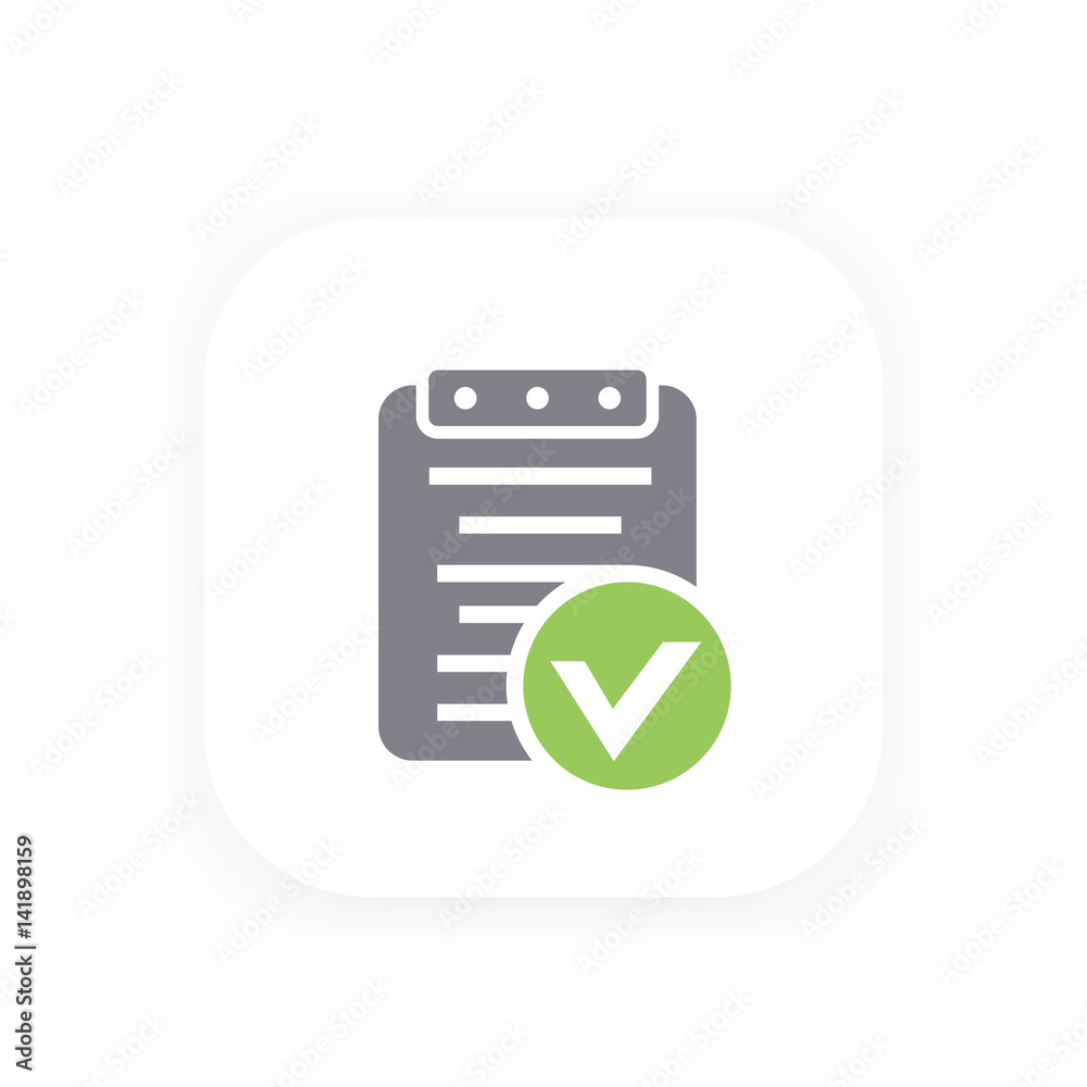 valid document icon, approved report, contract Stock Vector | Adobe Stock