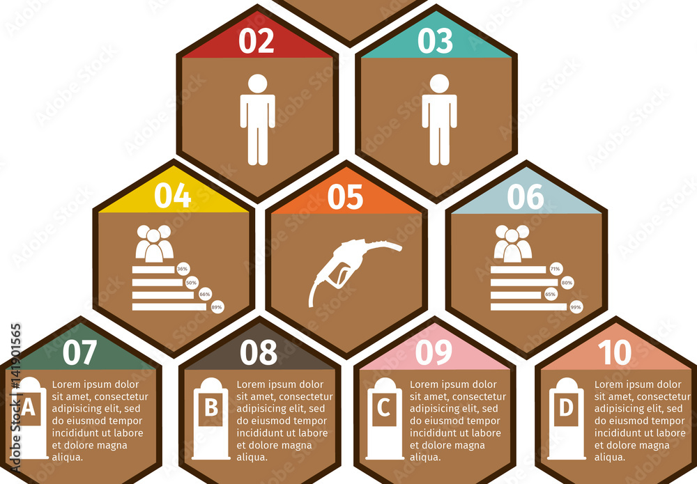 Hexagonal Pyramid Infographic Energy Industry Data Visualization ...