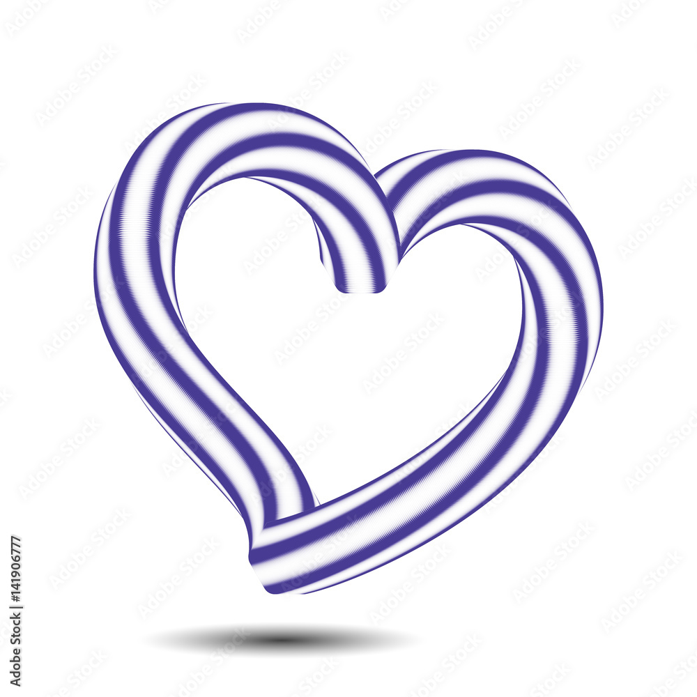 Illustration 3d isometric love symbol blue color heart icon, isolated ...