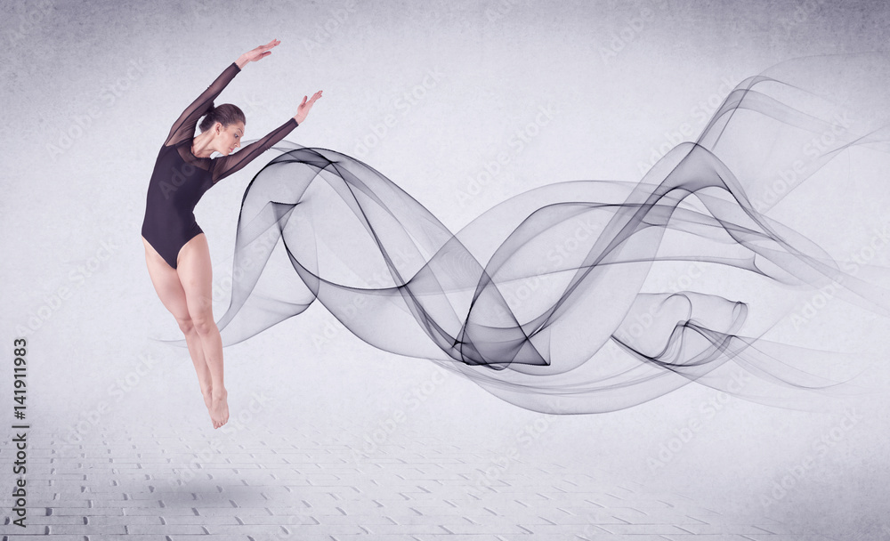 Modern ballet dancer performing with abstract swirl Stock-Foto | Adobe ...
