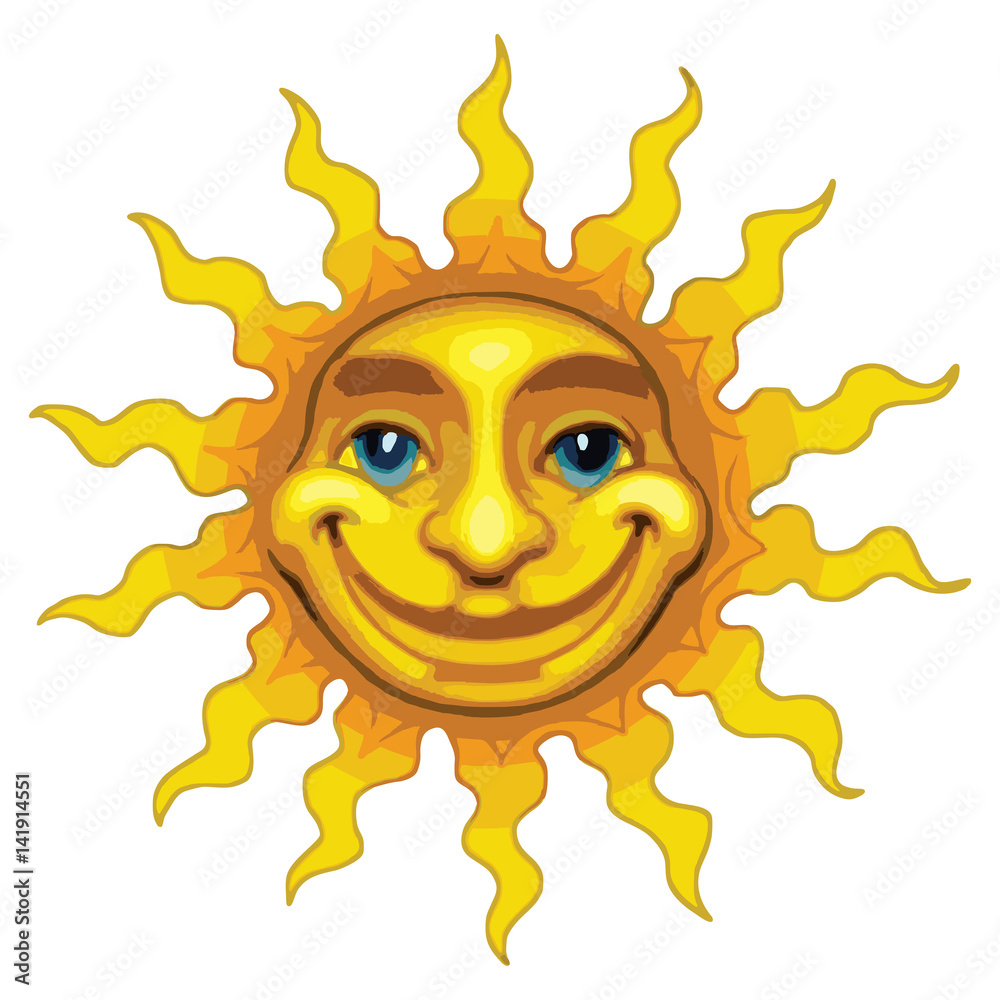 Sun Smiling is an illustration of a graphic representation of the sun ...