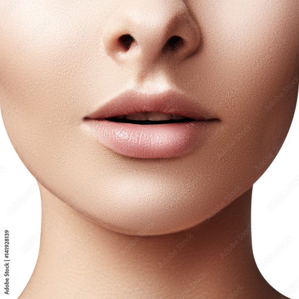 Beauty shot for spa salon. Close-up portrait beauty woman. Natural lip ...