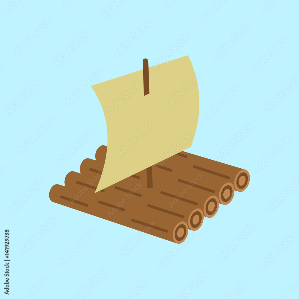 Wooden raft icon vector de Stock | Adobe Stock