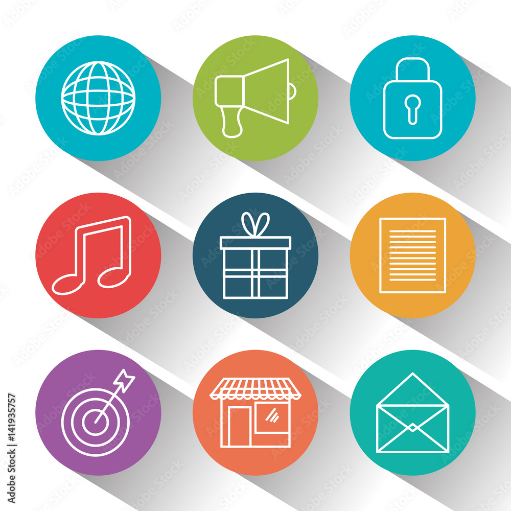 social marketing flat icons vector illustration design Stock Vector ...