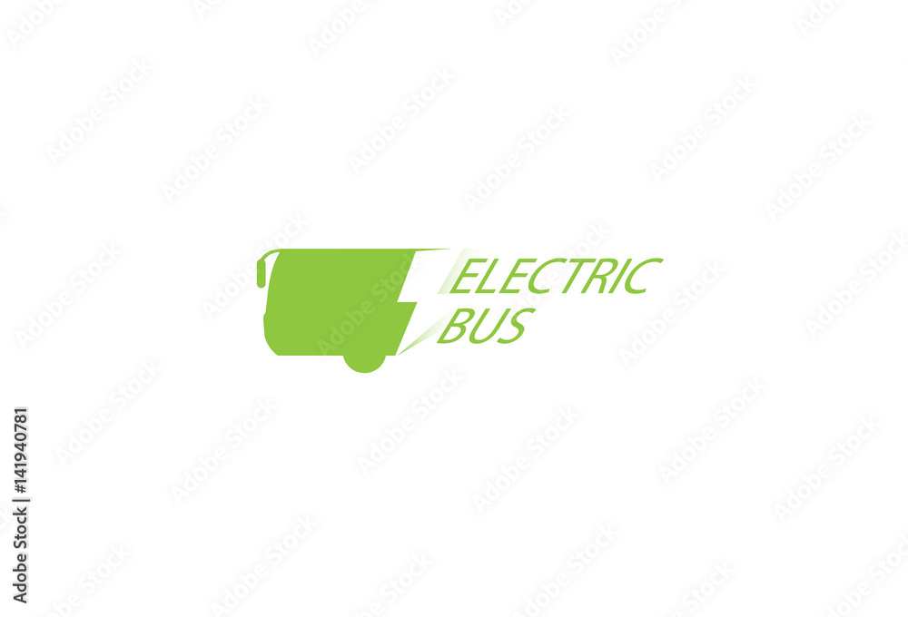 Vector electric bus icon. Vehicle symbol with lightning. Green logotype ...