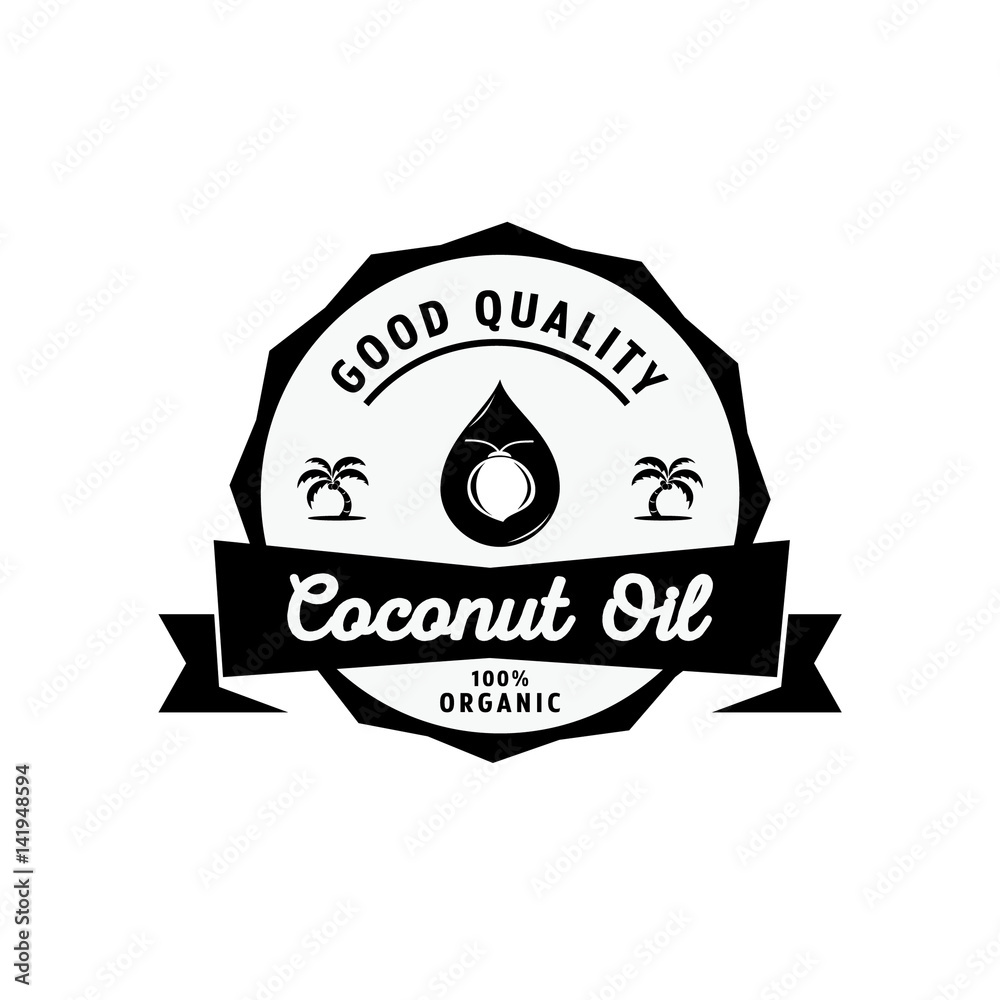 coconut oil logo with oil drop Stock Vector | Adobe Stock