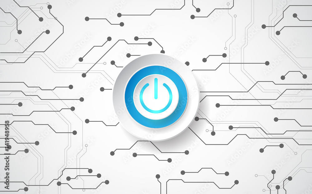 Abstract digital technology power button. vector background Stock ...