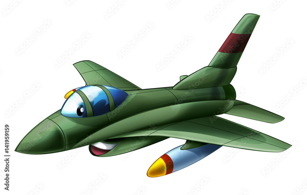 cartoon happy jet fighter military machine Stock Illustration | Adobe Stock